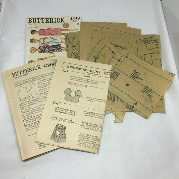 Butterick | Art | Vintage Butterick 4348 Womens Knee Length Dress ...